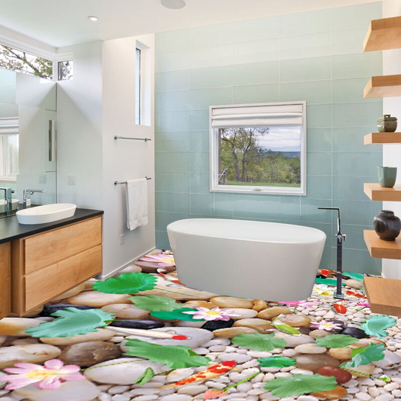 Floor Stickers Waterproof Tiles Pond Koi Fish Floo... – Grandado