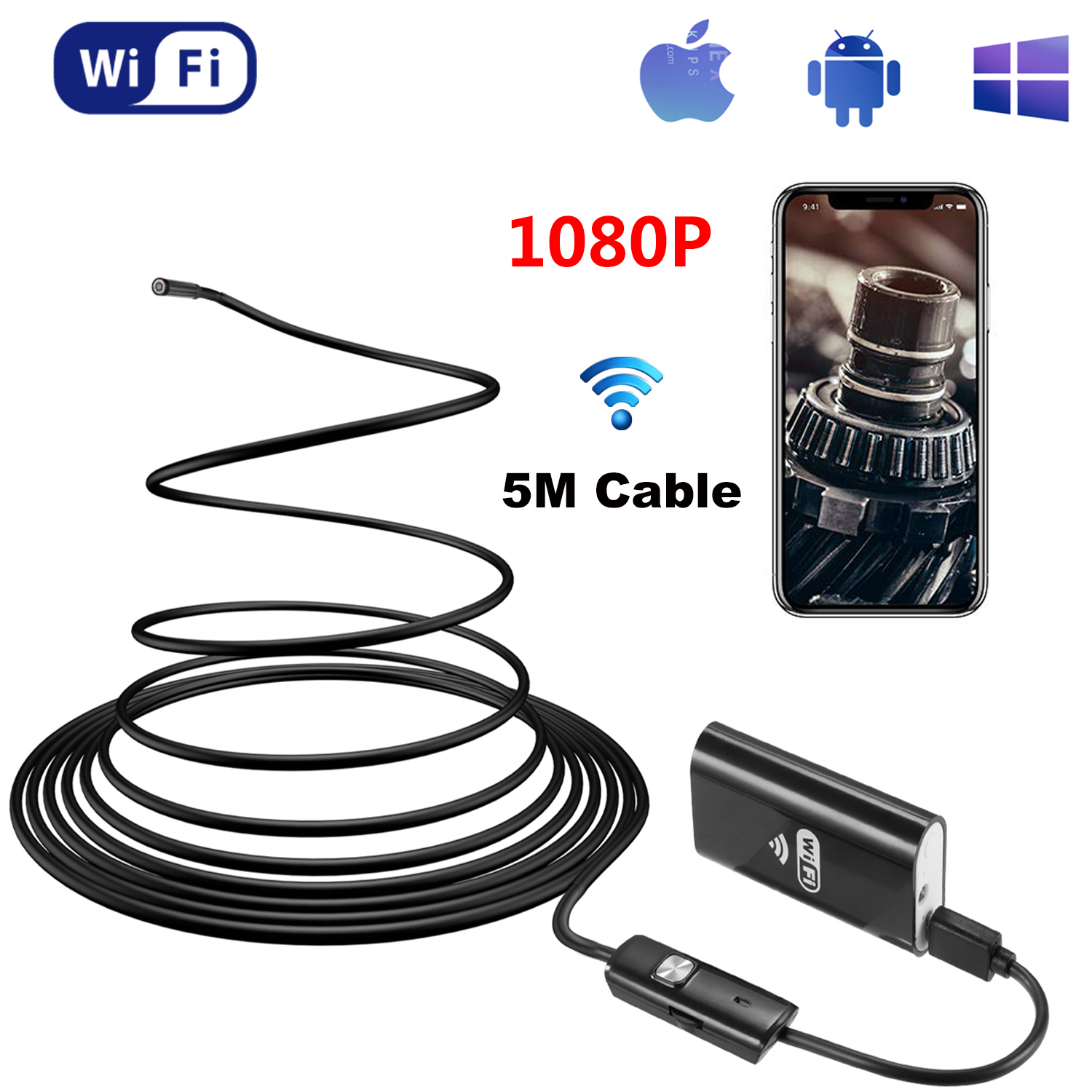 8mm 1080P Endoscope WIFI IP68 Waterproof Snake Bor... – Grandado