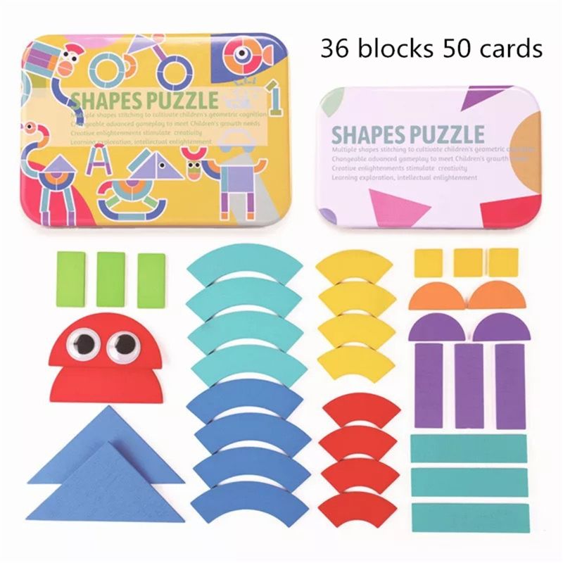 Houten Patroon-Tangram Vorm Puzzel Set Kleur Sorte... – Grandado