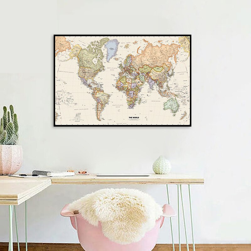 70*50cm The World Map Vintage Canvas Painting Wall... – Vicedeal