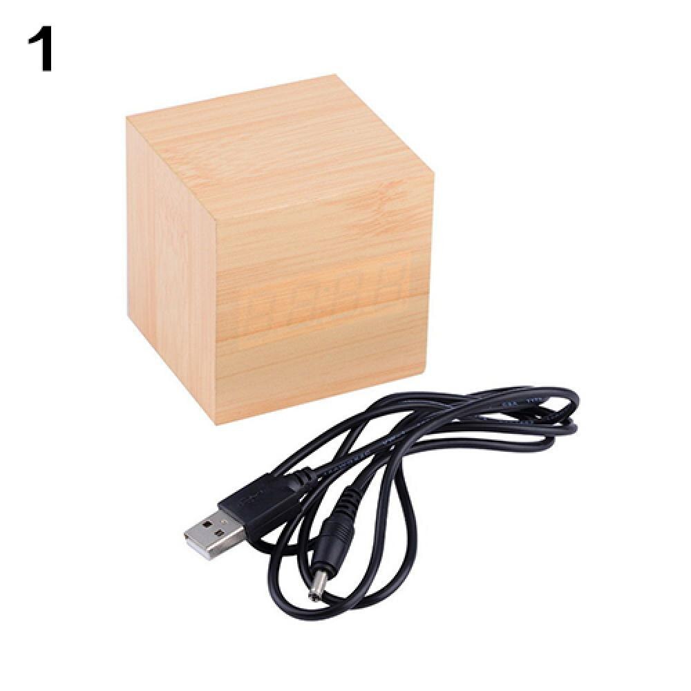 Modern Wooden Cube Digital LED Thermometer Timer C... – Grandado