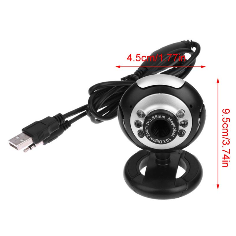 USB 2.0 Web Camera with 6 LED Light Clip-on Webcam... – Vicedeal