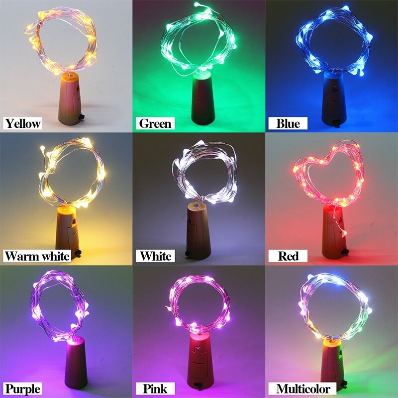 Botella de vino LED de 9 colores, frasco con corch... – Vicedeal