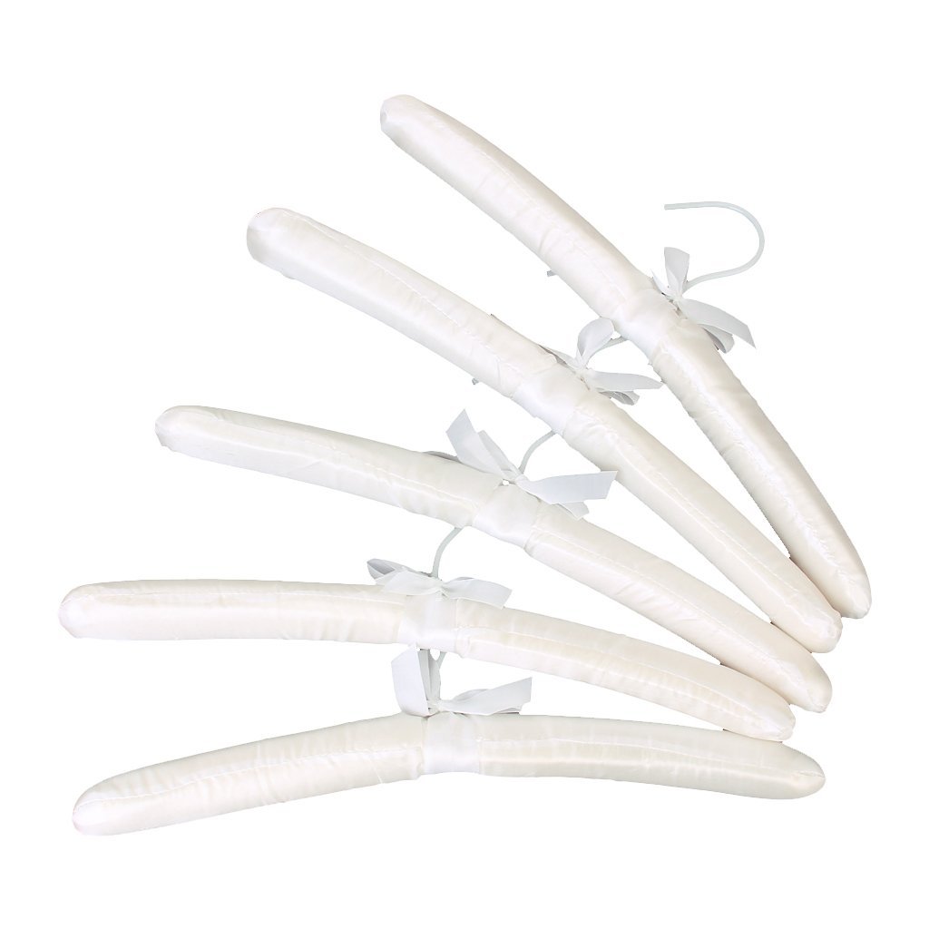 5 X White Satin Padded Clothes Hook Hanger – Grandado