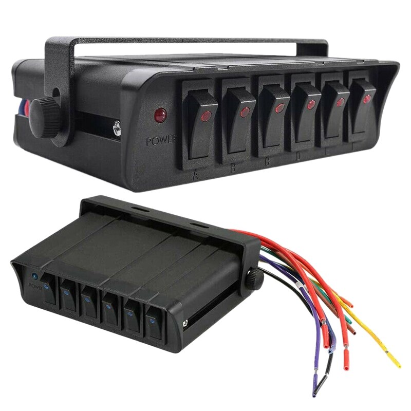 6 Gang On/Off Rocker Switch Box with LED Light,12-... – Grandado