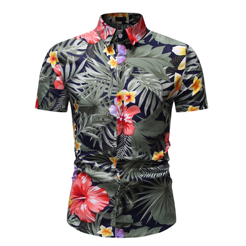 Mannen Shirt Zomer Palm Tree Print Beach Hawaiian ... – Vicedeal