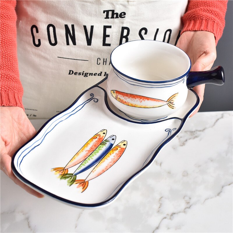 EECAMAIL Peach Blossom Ceramic Breakfast Bowl Dess... – Vicedeal