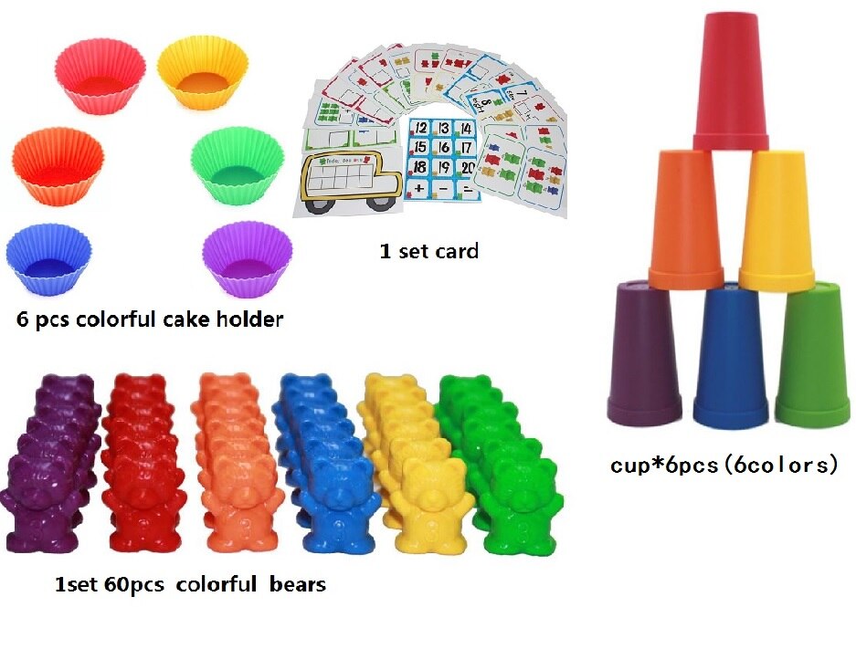 Counting Bears With Stacking Cups - Montessori Rai... – Grandado