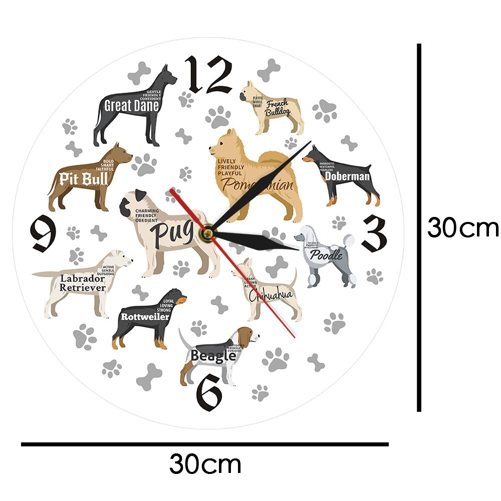 Mixed Dog Breeds Printed Acrylic Wall Clock Dog Pa... – Grandado