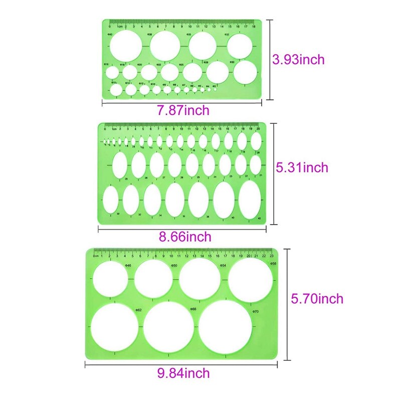 9 Pieces Geometric Drawing Templates Measuring Rul... – Grandado