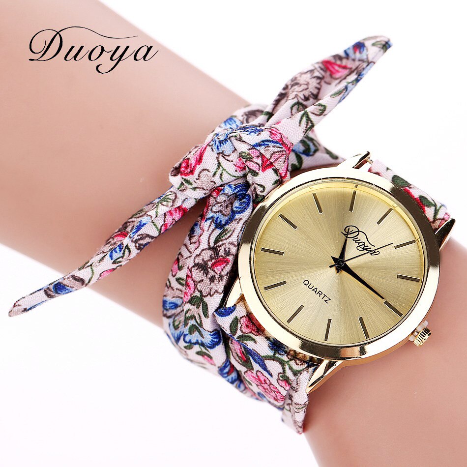 Women Watches Ribbon Floral Cloth Quartz Girl Dial... – Grandado