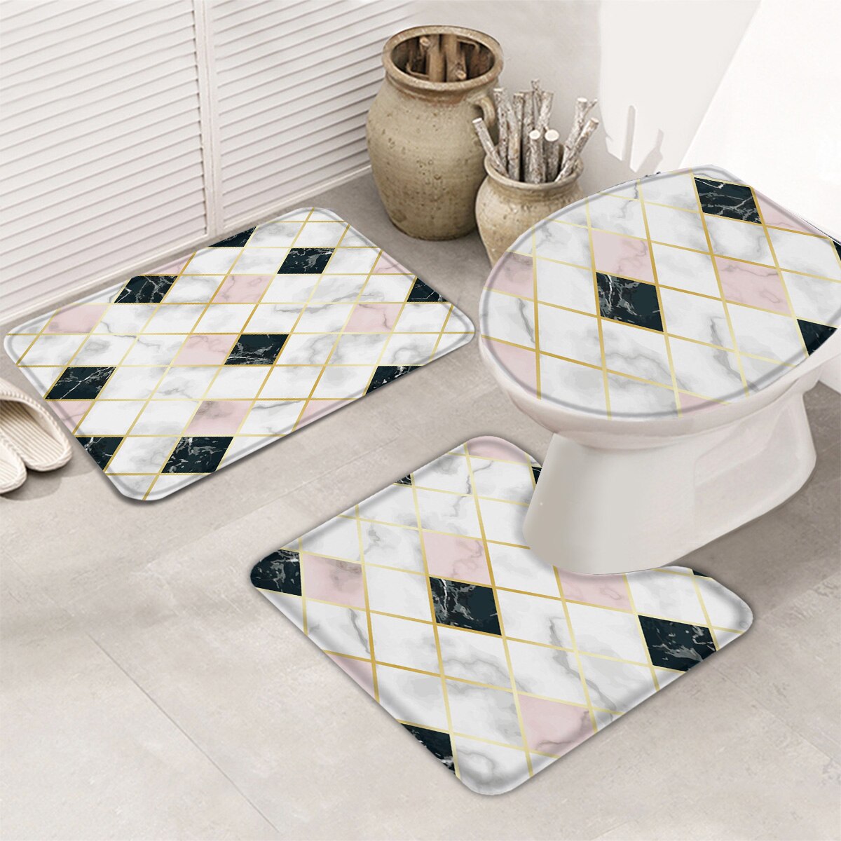 Marble Granite Bath Set Toilet Cover Mat Pedestal ... – Grandado