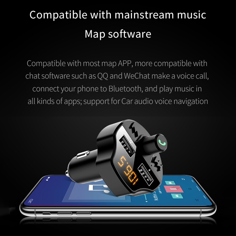 DC5V 3.1A Car MP3 Player Bluetooth Charger T66 Mul... – Grandado