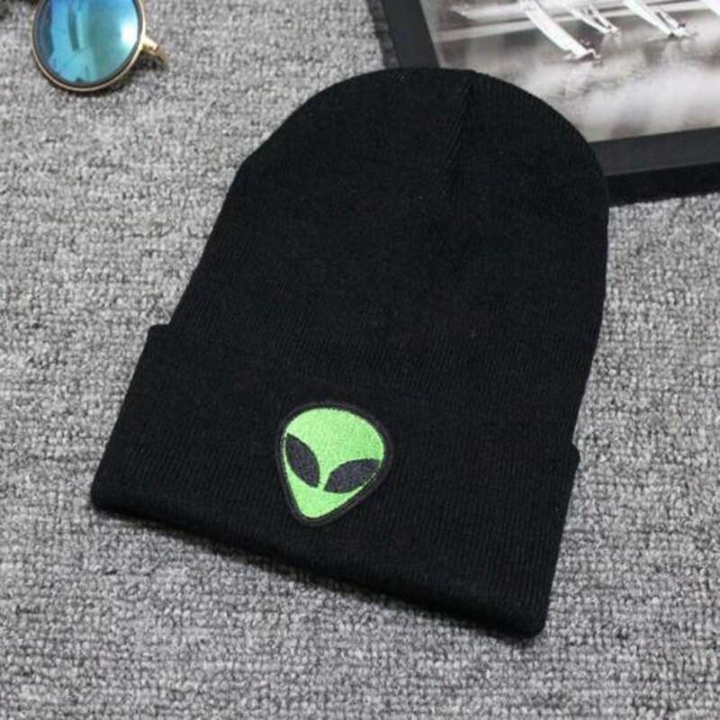 Autumn And Winter Alien Head Embroidered Wool Knit... – Grandado