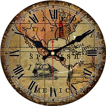 Large Decorative World Map Round Wall Clock Living... – Grandado