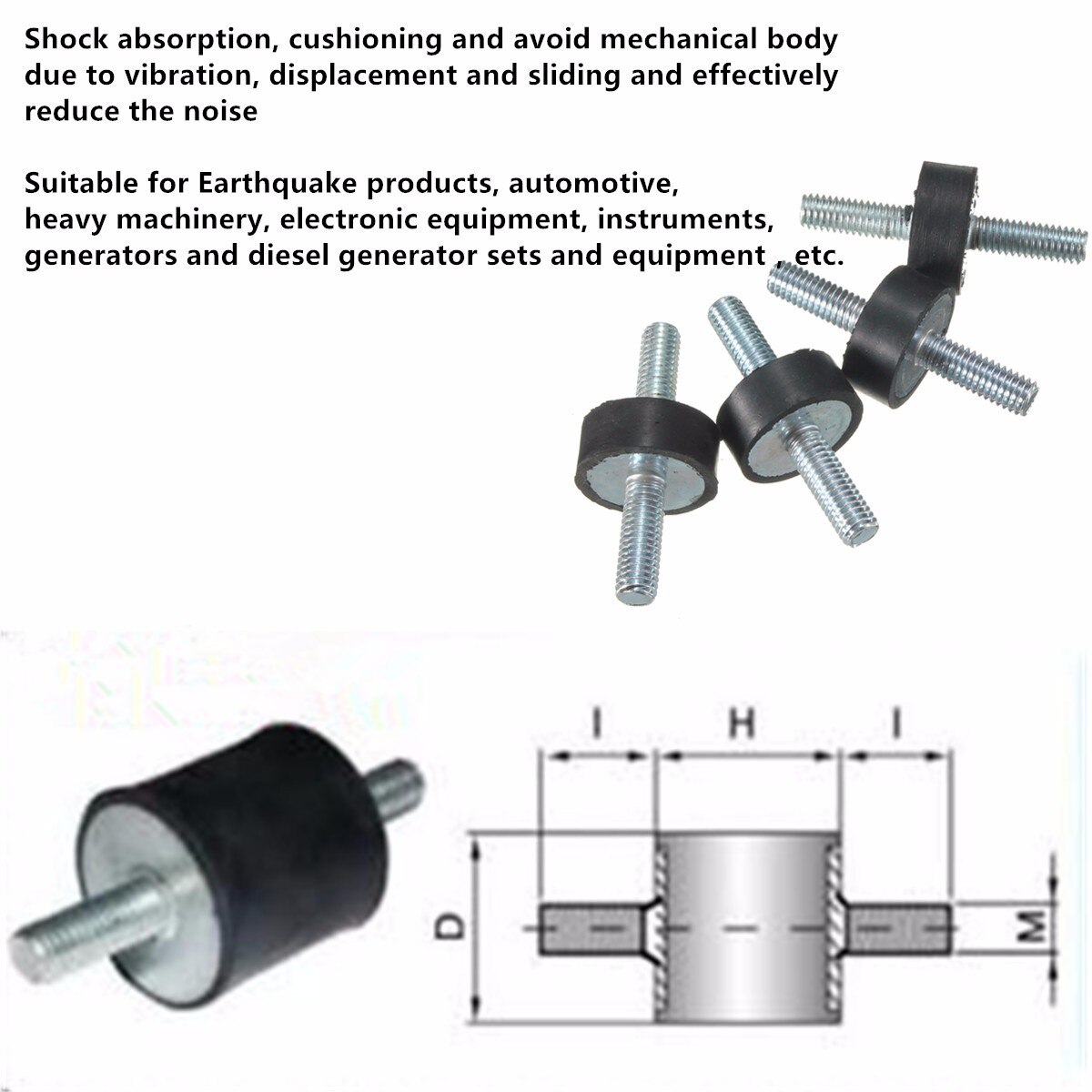 4Pcs M6 Anti Vibration Rubber Mounts Male Car Boat... – Grandado