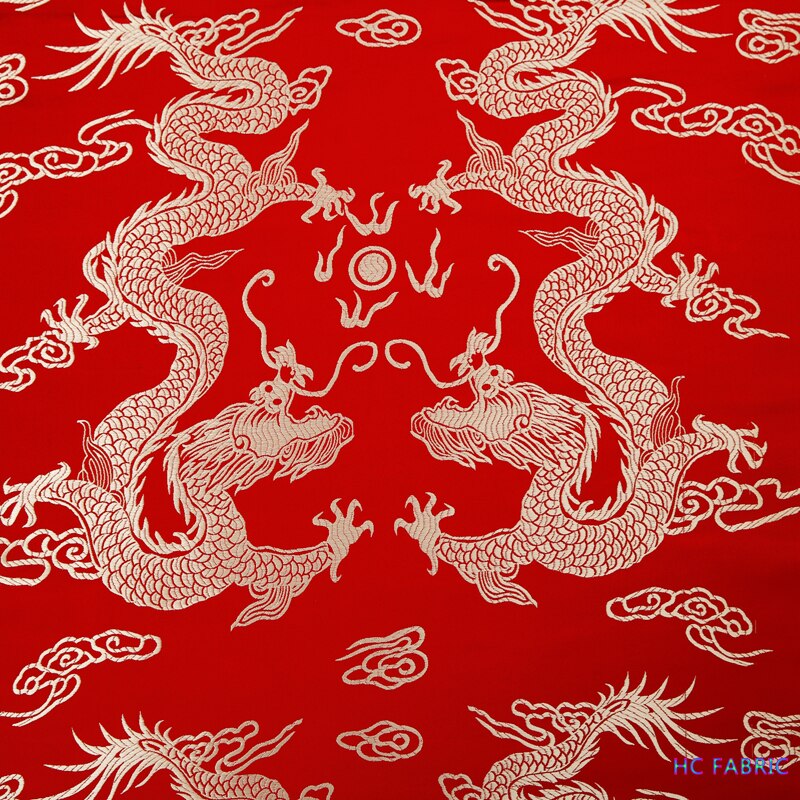 75cm Dragon Pattern Fabric Brocade Jacquard Silk F... – Grandado