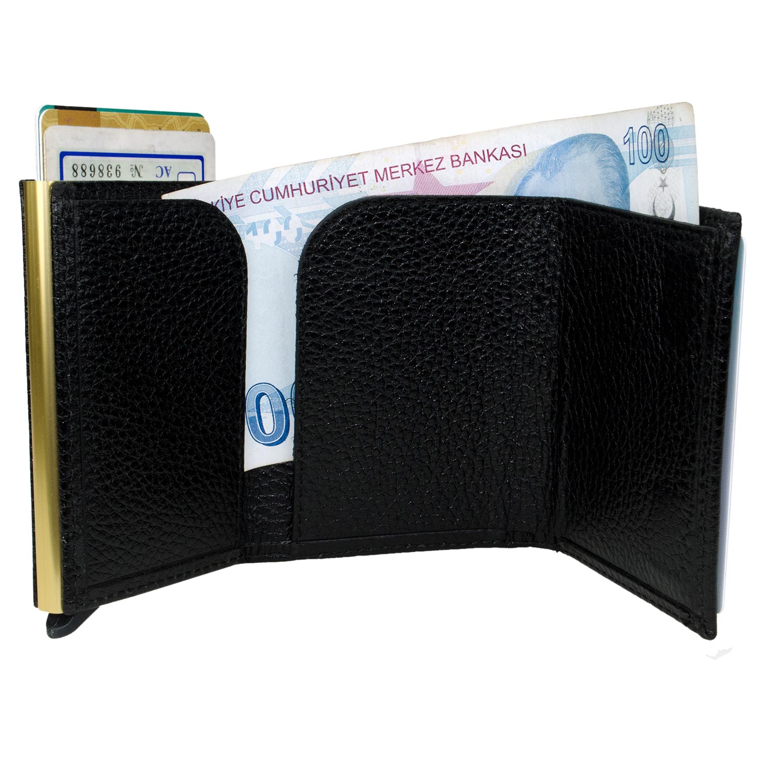 Male Mechanismed Wallet Auto Card Wallet 100 Leath... – Grandado