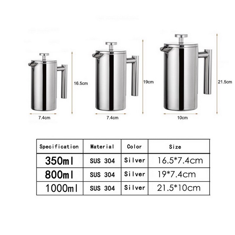 Cafetera de doble pared de acero inoxidable, máqui... – Grandado