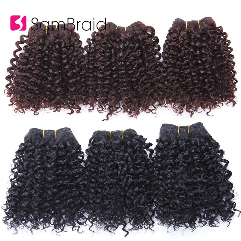 Short Afro Kinky Curly Hair Bundles Synthetic Hair... – Grandado