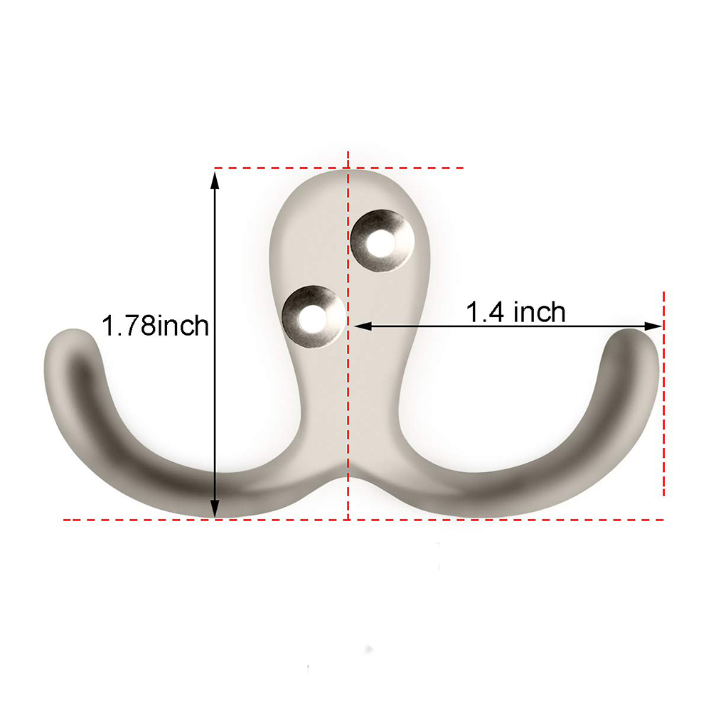 6 10 Pieces Heavy Duty Double Prong Coat Hooks Wal... – Vicedeal