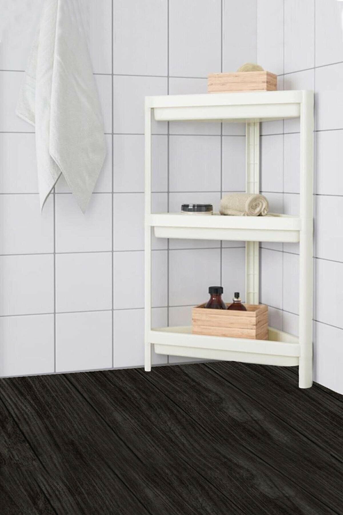 3 tiers Square Bathroom Rack Black Multi-Purpose B... – Grandado