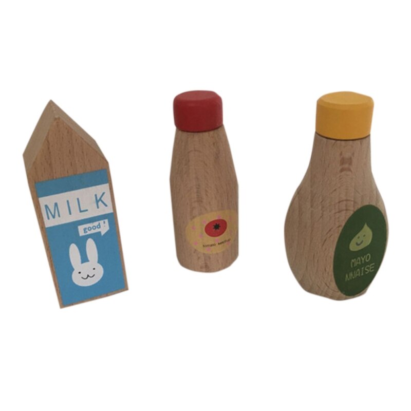 Baby Wooden Simulation Milk Sauce Bottle Kitchen F... – Vicedeal