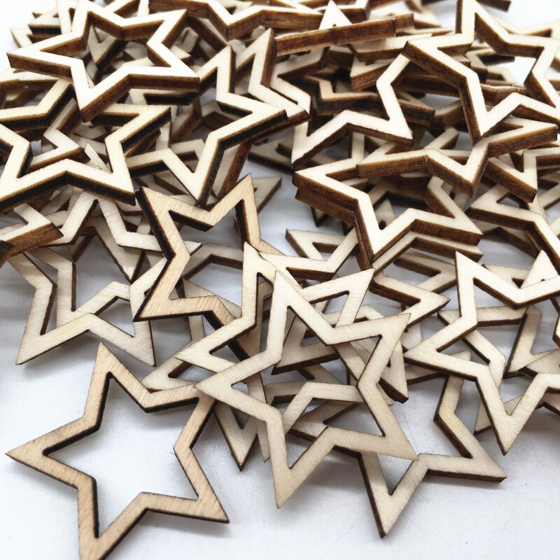 100pcs star wood craft diy Arts Scrapbooking Ornam... – Grandado