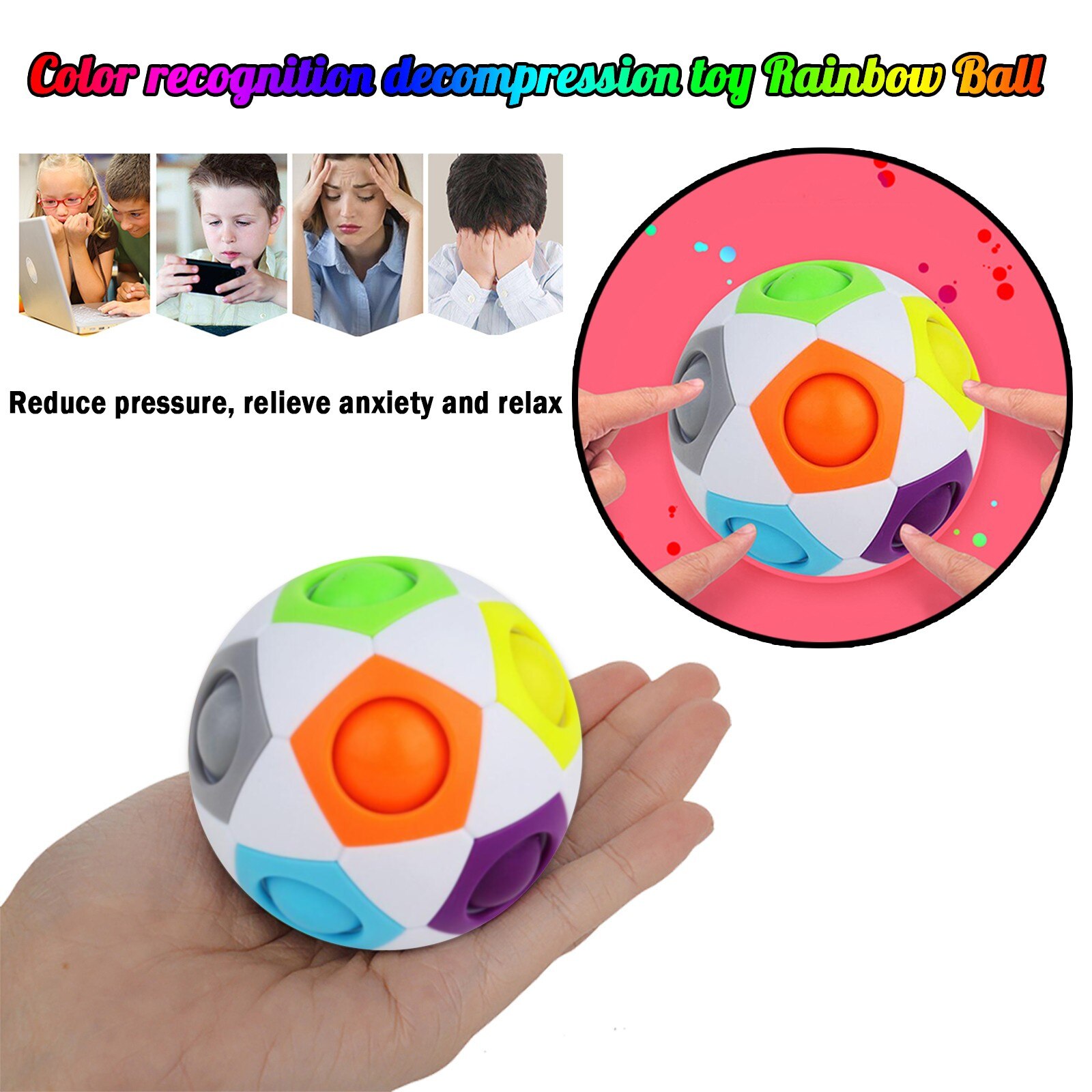 12 Hole Elastic Magic Rainbow Ball Educational Toy... – Vicedeal