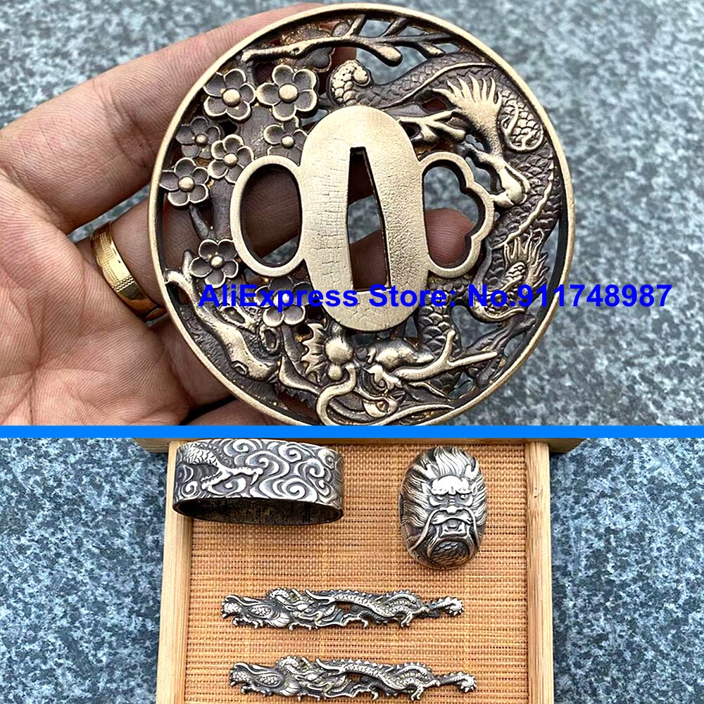 A Set Copper Guard Fittings Dragon Theme Sword Tsu... – Vicedeal