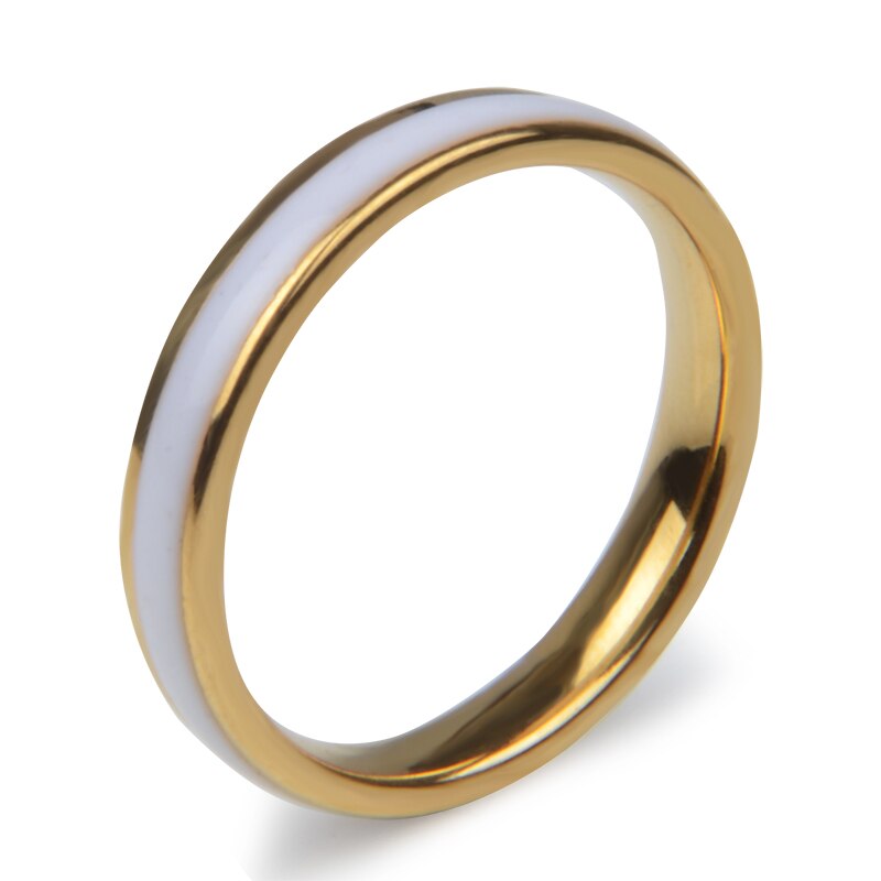 4MM Width Black White Enamel Ring Gold Color 316L ... – Vicedeal