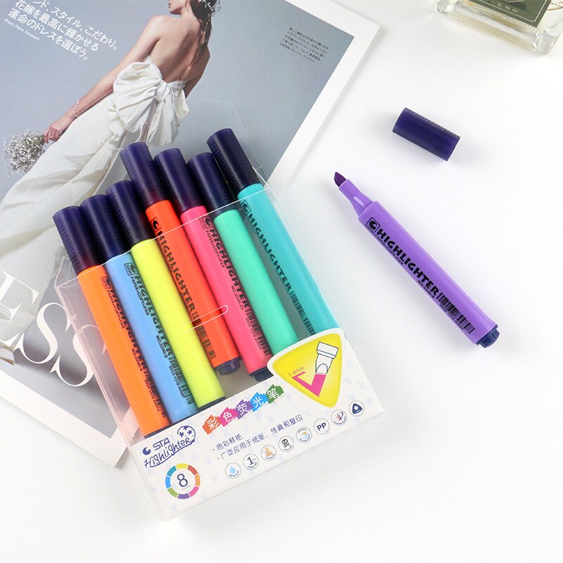 8 Colors Art Pens Fluorescent Pen Highlighter Penc... – Grandado