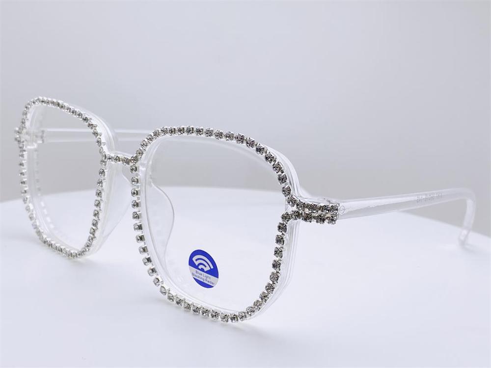 Rhinestone Blue Light Blocking Glasses Square Clea Grandado 5000