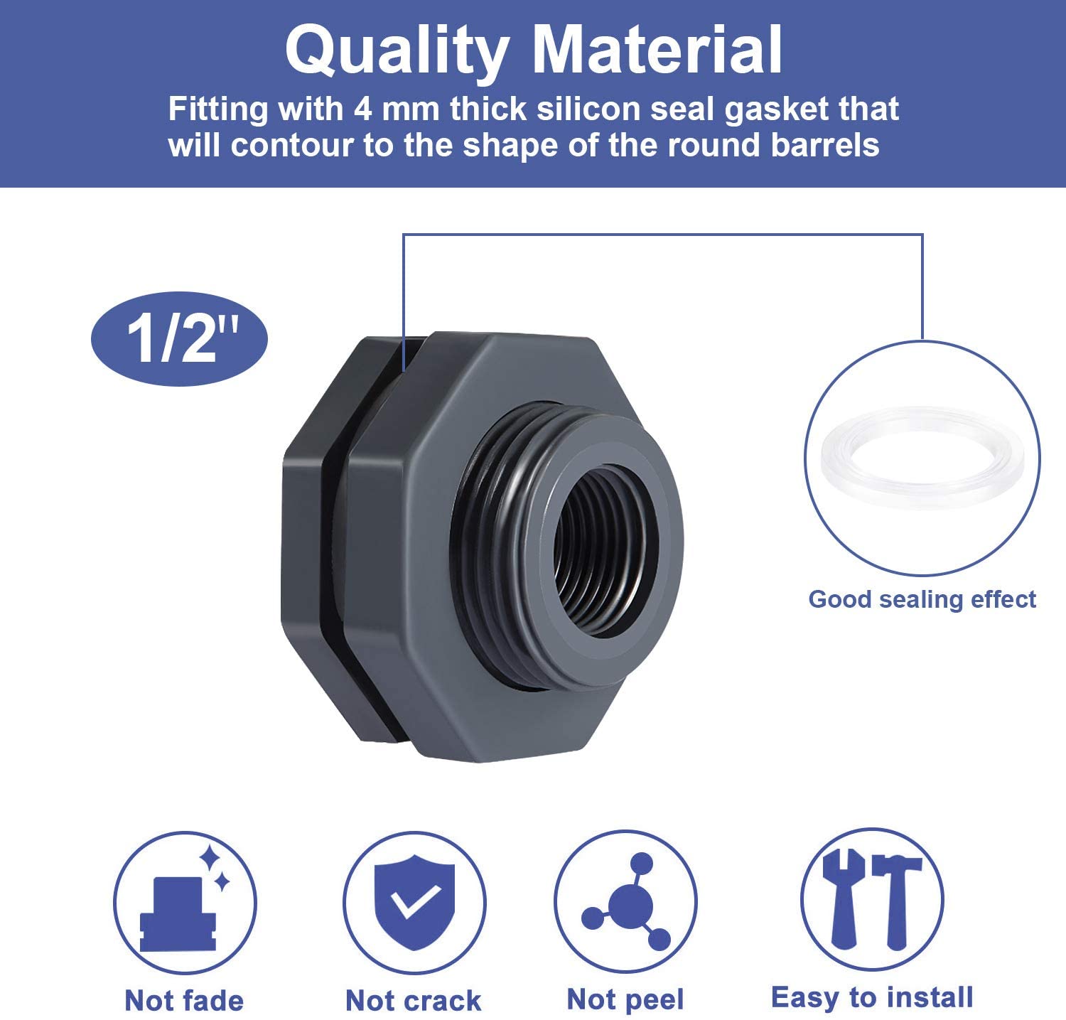 SCB 2 Pieces PVC Bulkhead Fitting Adapters for Rai... – Vicedeal