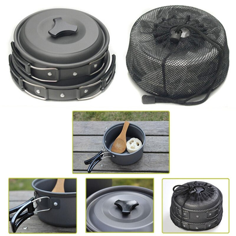 8pcs/set Outdoor Camping Pot Kits Portable Combina... – Grandado