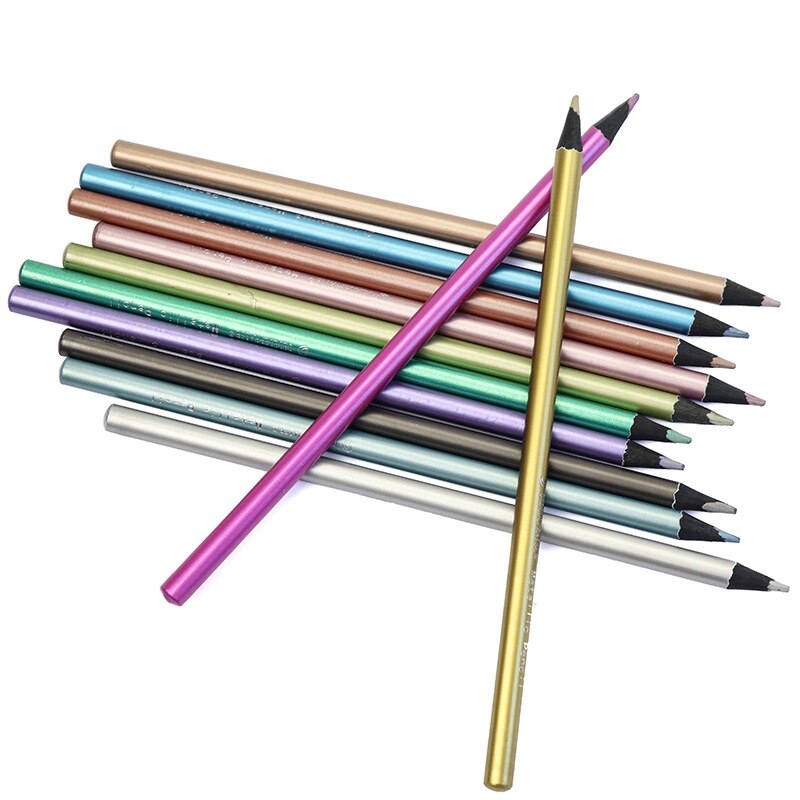 12Pcs Metallic Non-Toxic Colored Drawing Pencils 1... – Vicedeal