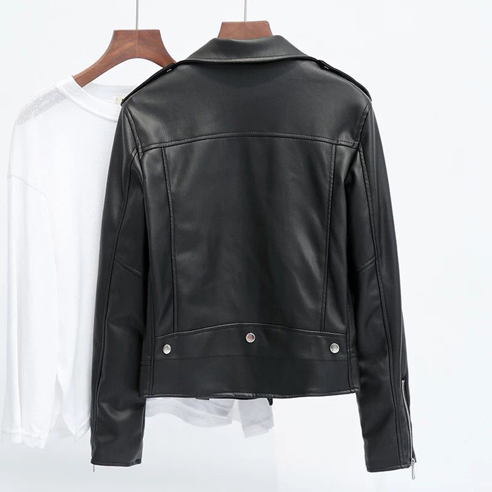 Loose PU Faux Leather Jacket Women Classic Moto Bi... – Grandado