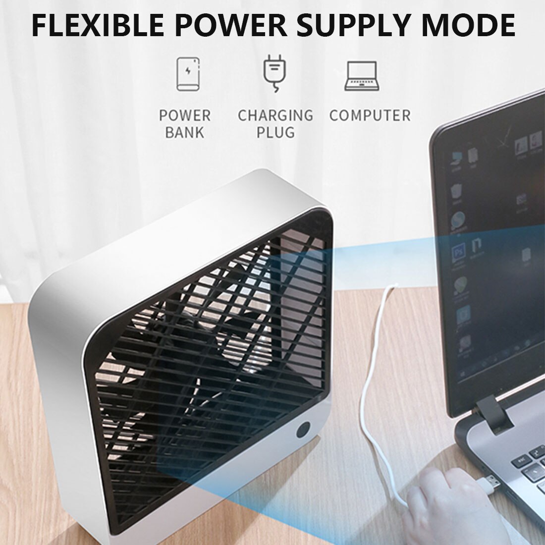 Square Desktop Fan USB Rechargeable Electric Fan S... – Grandado