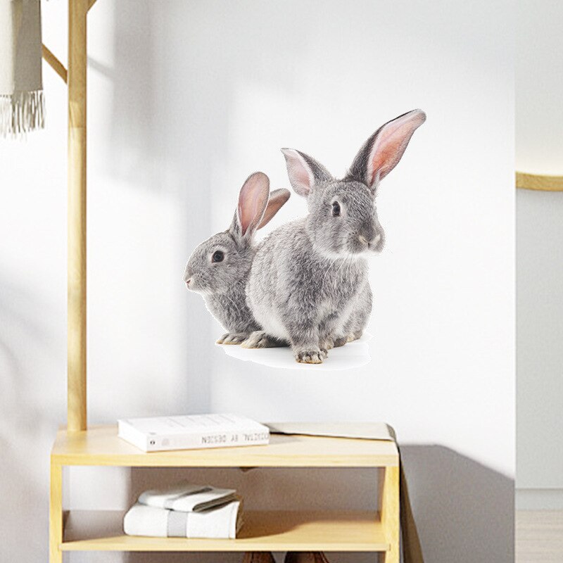 Two Little Gray Rabbits Wall Sticker Kids Room Dec... – Grandado