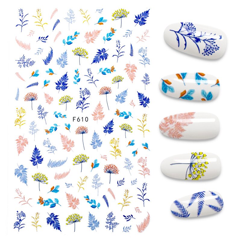 De 12.3*7.6Cm 3D Groen Blad Nail Art Stickers Boom... – Vicedeal