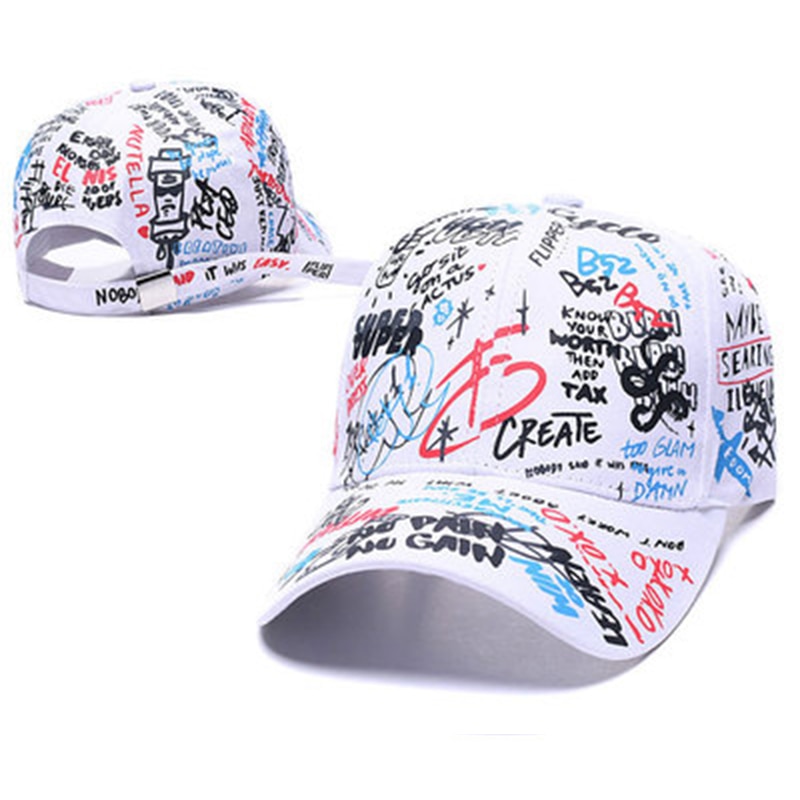 Brief Graffiti Baseball Cap Hip Hop Piek Hoeden Zo... – Grandado