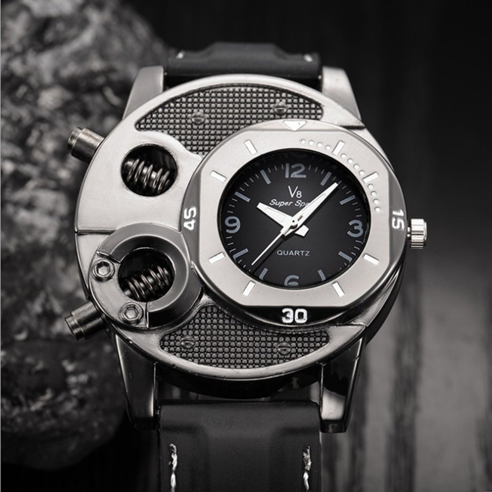 V8 Men Leisure Casual Wristwatch Quartz Double Mov... – Grandado