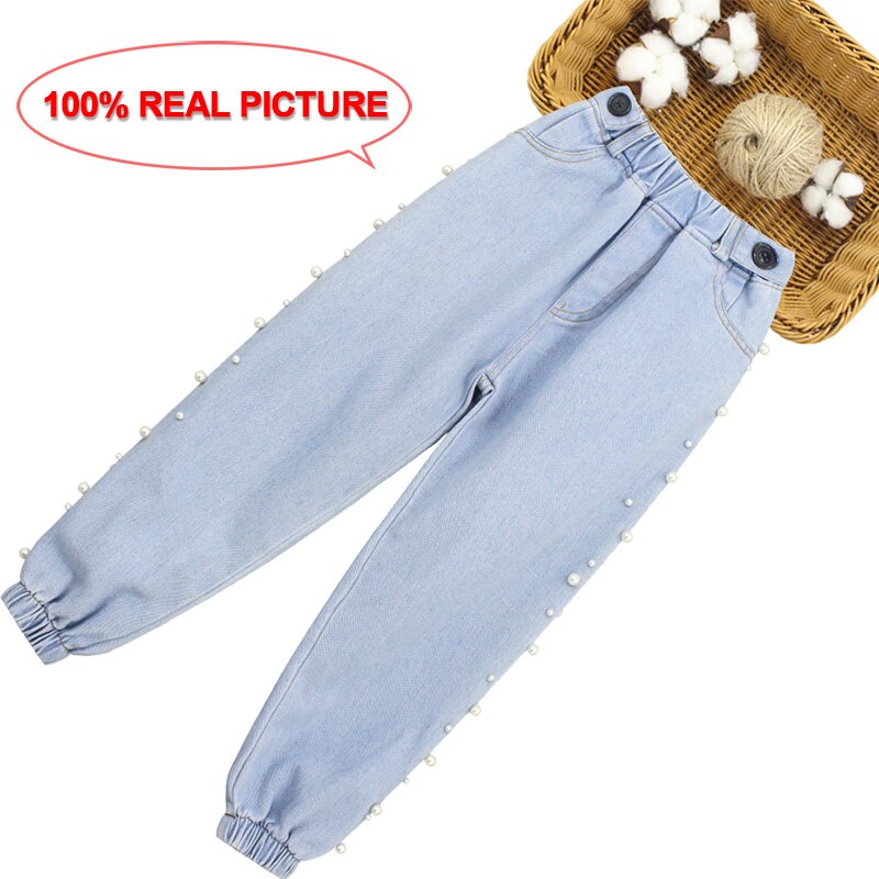 Girls Jeans Solid Color Girl Child Jeans Pearl Dec... – Grandado