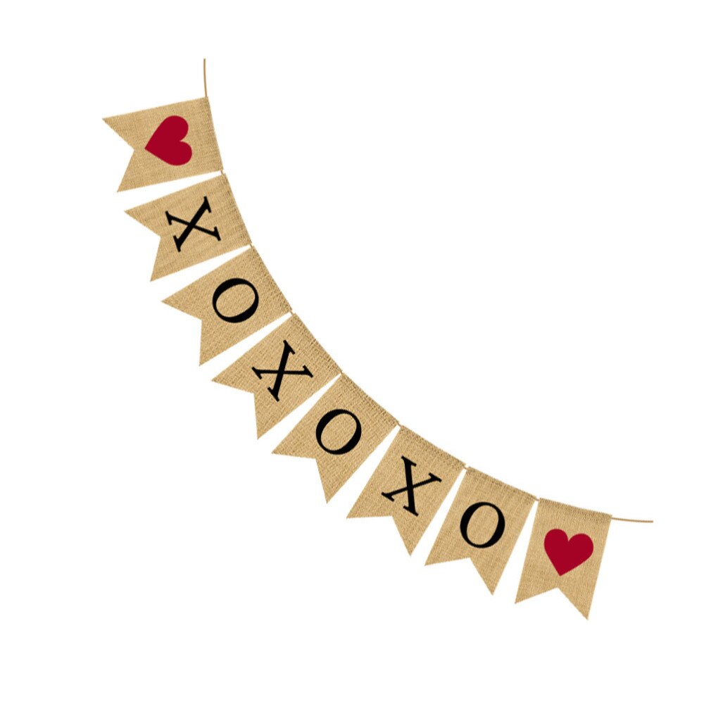 Valentines Day Bunting Red Heart Burlap Banner Swa... – Grandado