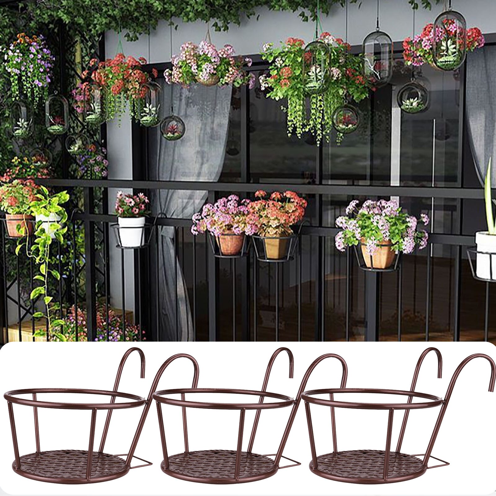 Behogar Iron Hanging Basket Plant Racks Rectangle ... – Grandado