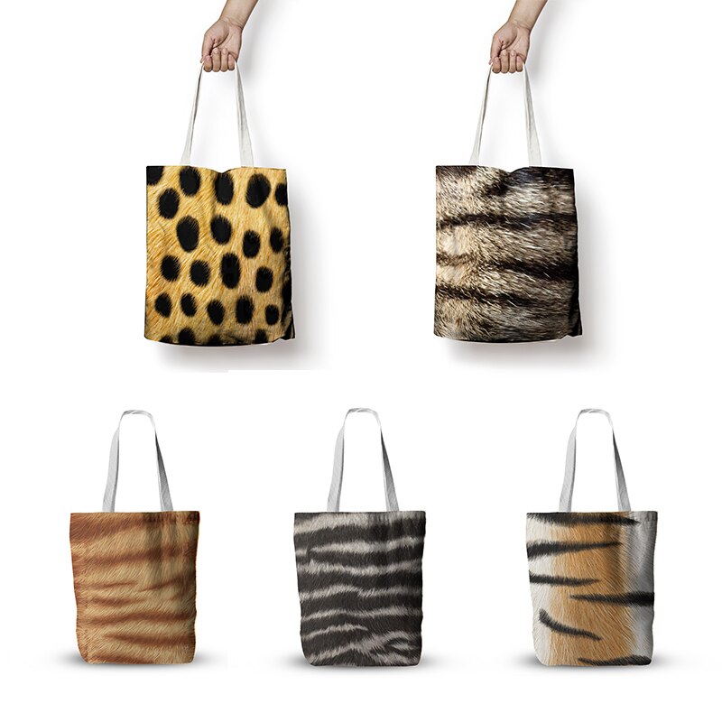 Animal Skin Canvas Bag Leopard Print Tiger Cat Ski... – Vicedeal