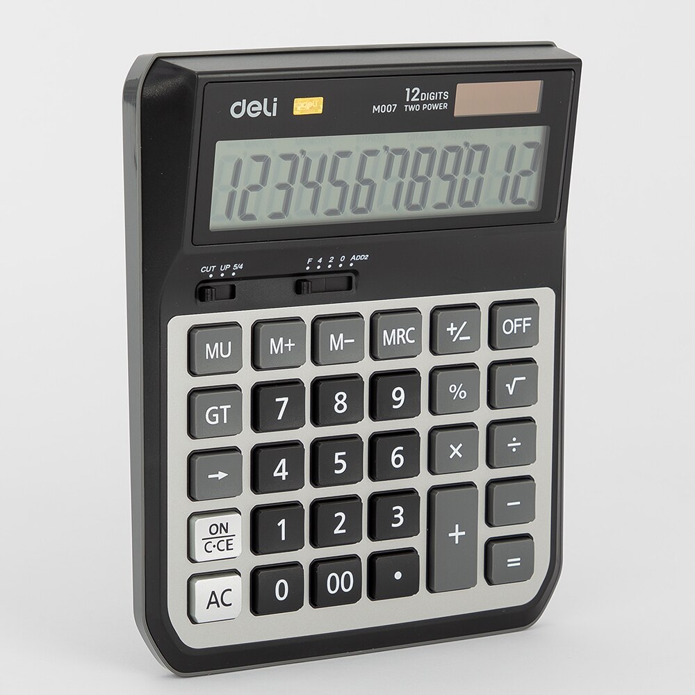 Deli Calculator EM00720- 12 digit Metal Dual power... – Grandado