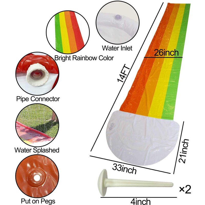 Kid Lawn WaterSlides Rainbow Slip Slide Summer Wat... – Grandado