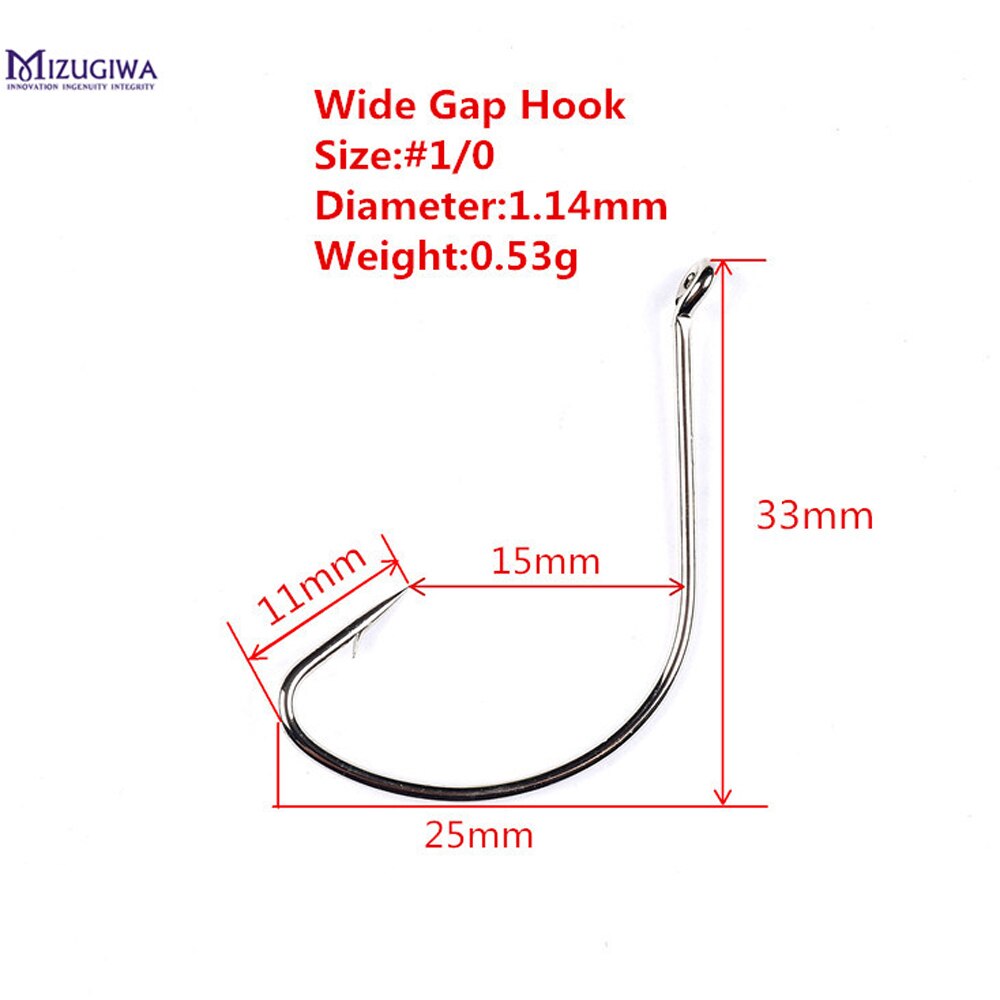 50pcs Mizugiwa Fishing Hook Wide Gap Worm Jig Big ... – Grandado