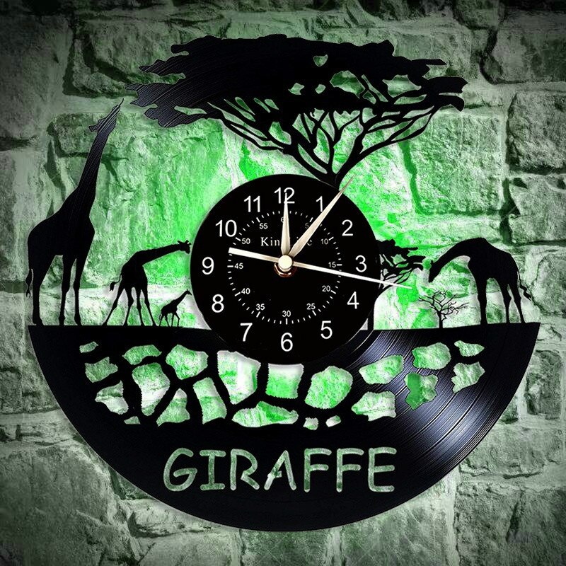 African Giraffe LED Vinyl Record Wall Clock - Nurs... – Grandado